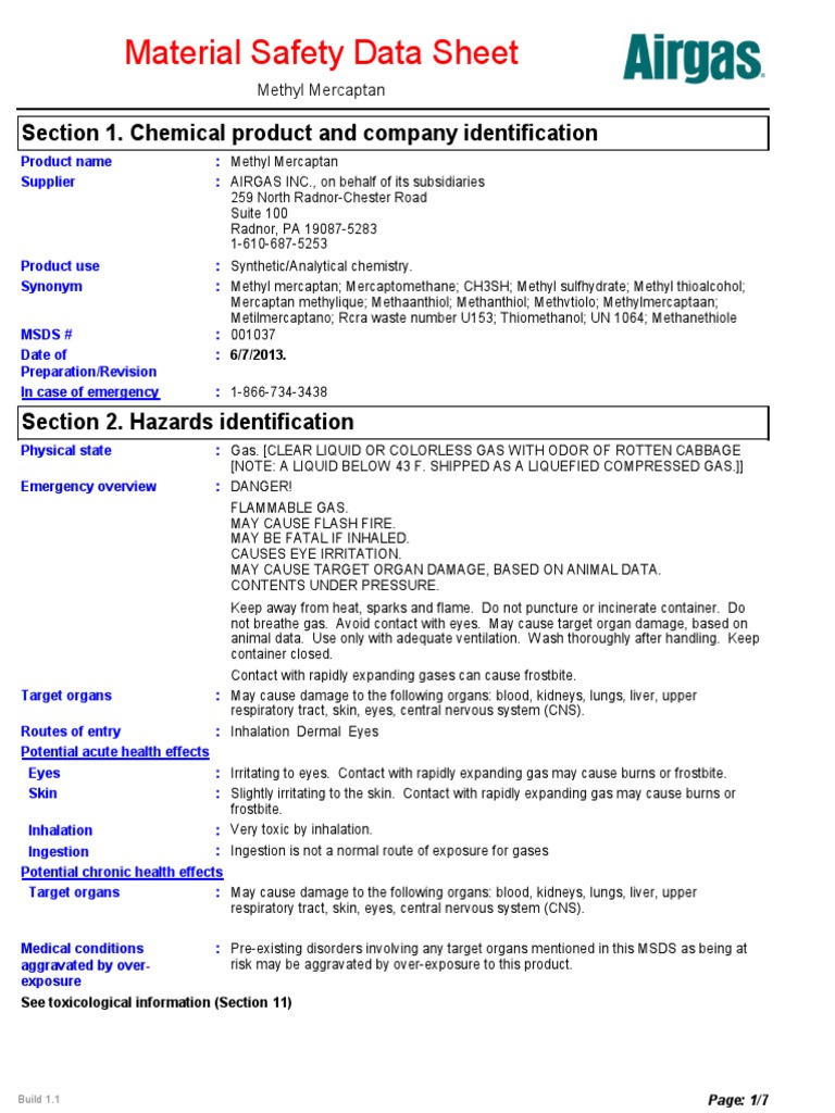 m Mercaptan | Toxicity | Firefighting