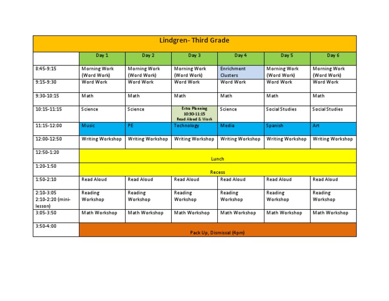 Third Grade Weekly Lesson Plan | PDF | Language Arts & Discipline