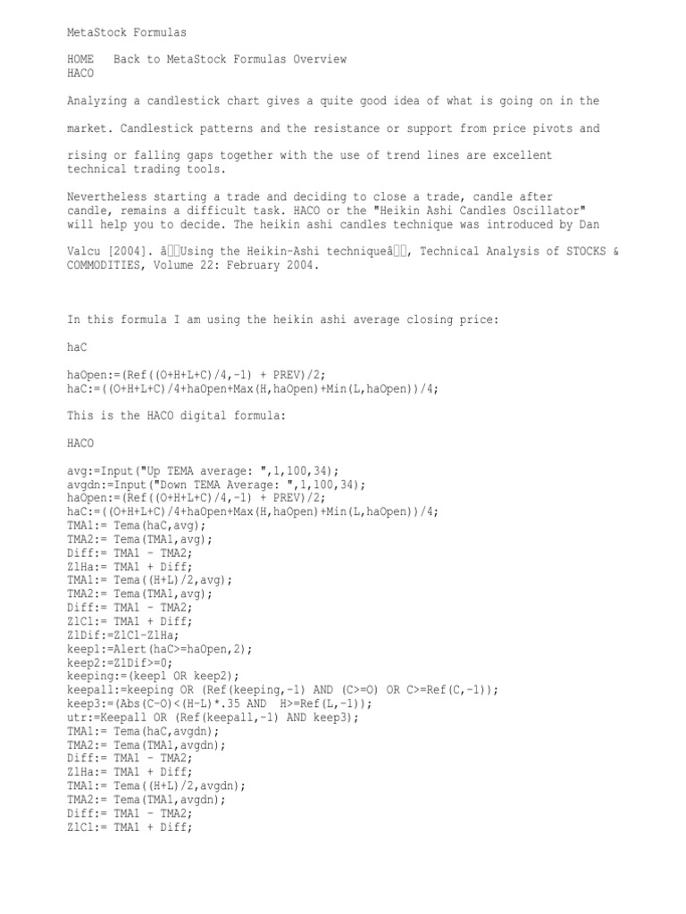 Heikin Ashi TEMA Formula for MetaStock | PDF | Technical Analysis ...
