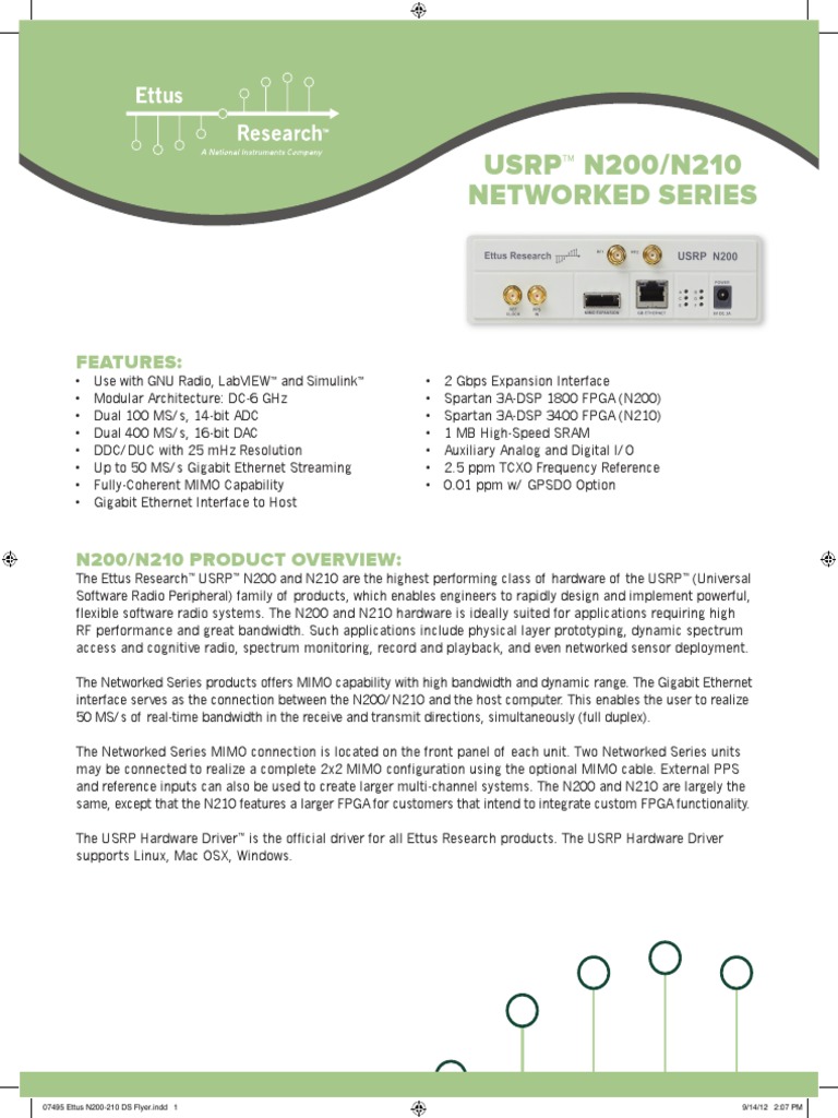 Ettus N200-210 DS Flyer HR 1 | PDF | Software Defined Radio | Analog To ...