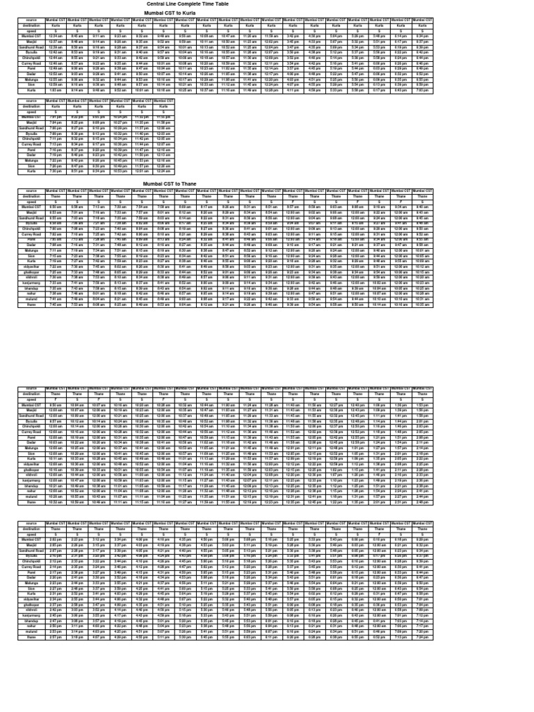 Mumbai Local Train Schedule | PDF