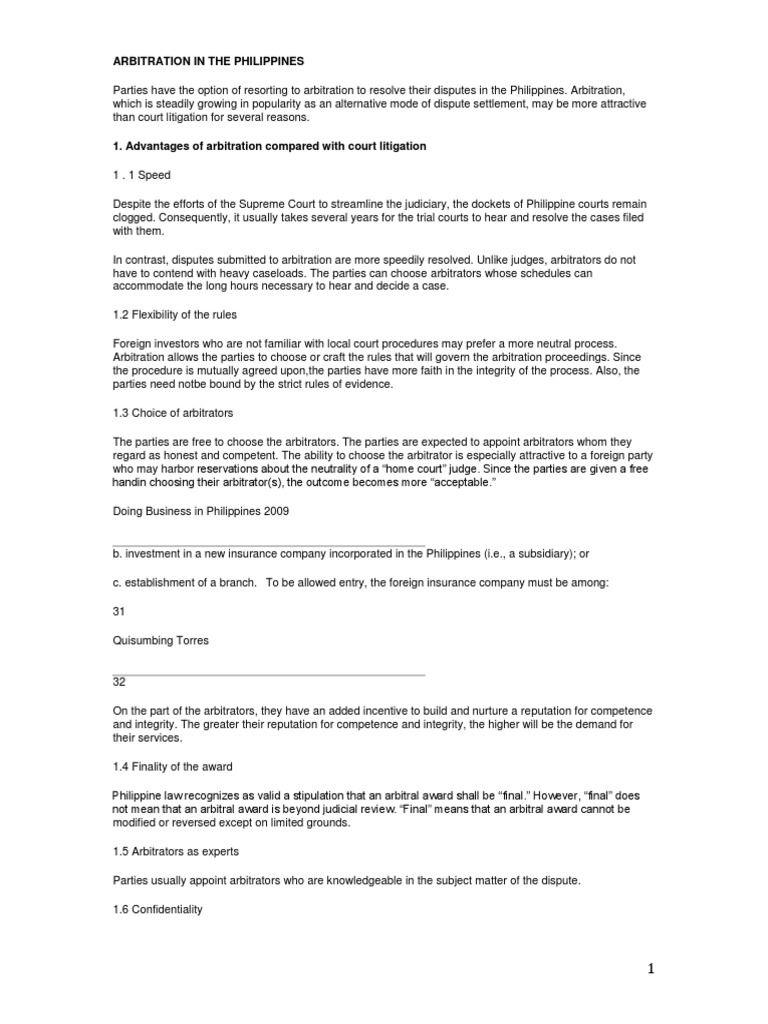 Arbitration in The Philippines | PDF | Arbitration | Arbitral Tribunal