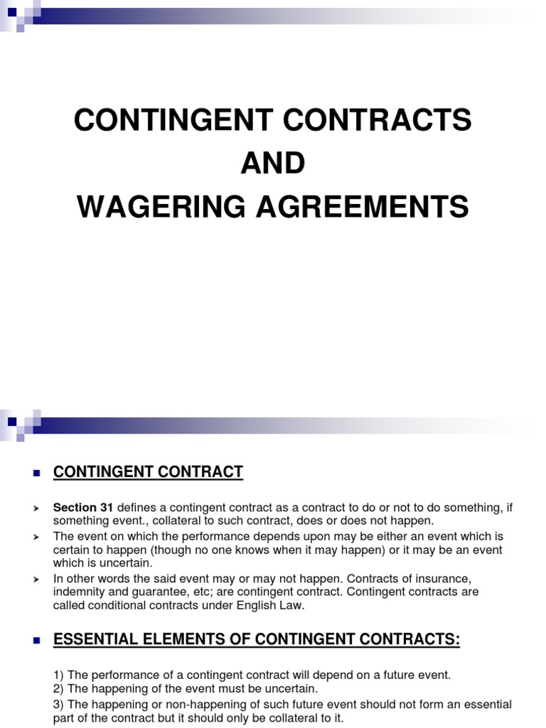 Contingent Contracts | PDF | Gambling | Guarantee
