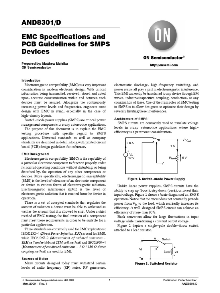 AND8301-DeMC Specifications and PCB Guidelines For SMPS Devices | PDF | Electromagnetic ...
