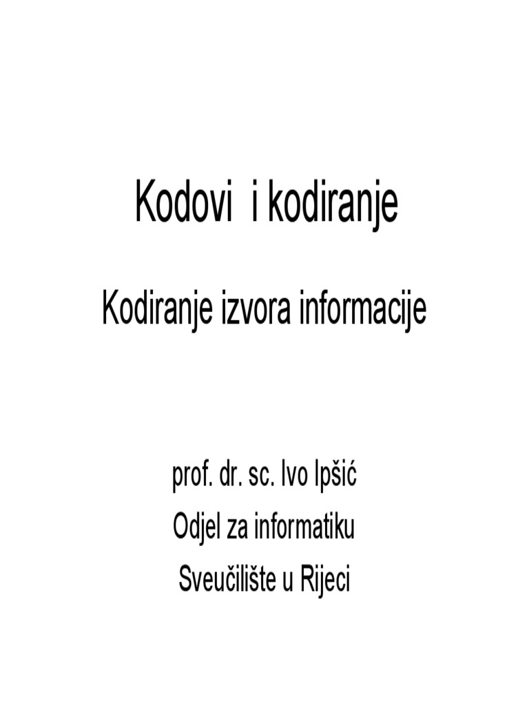 Kodiranje Izvora Informacije | PDF