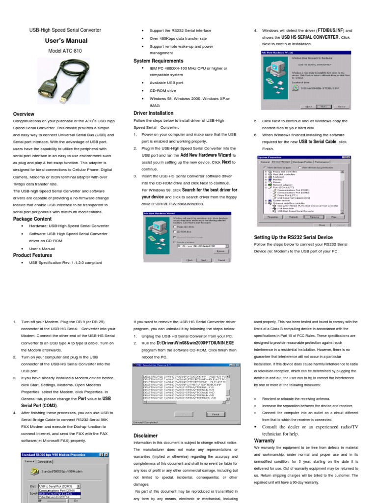 ATC-810 User's Manual | PDF | Usb | Device Driver