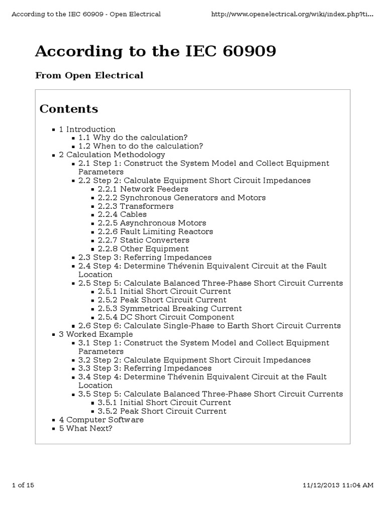 According To The IEC 60909: From Open Electrical | Download Free PDF | Electrical Impedance ...
