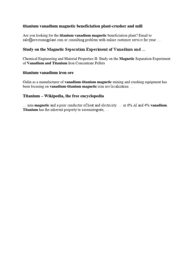 Vanadium-Titanium Magnetic Processing Guide | PDF