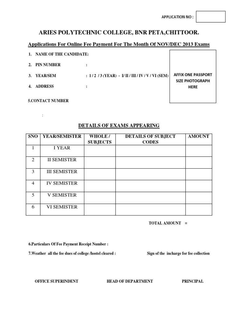Aries Polytechnic Examination Application | PDF