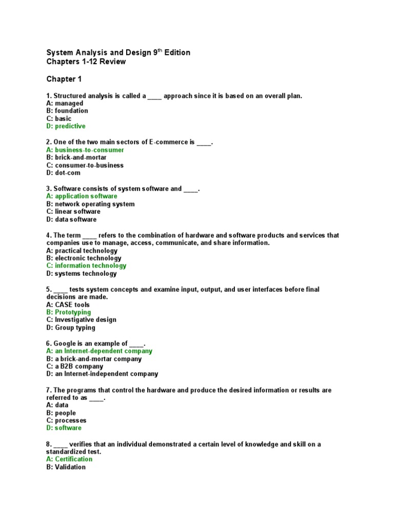 Systems Analysis and Design 9th Edition Review | PDF | Business Process ...