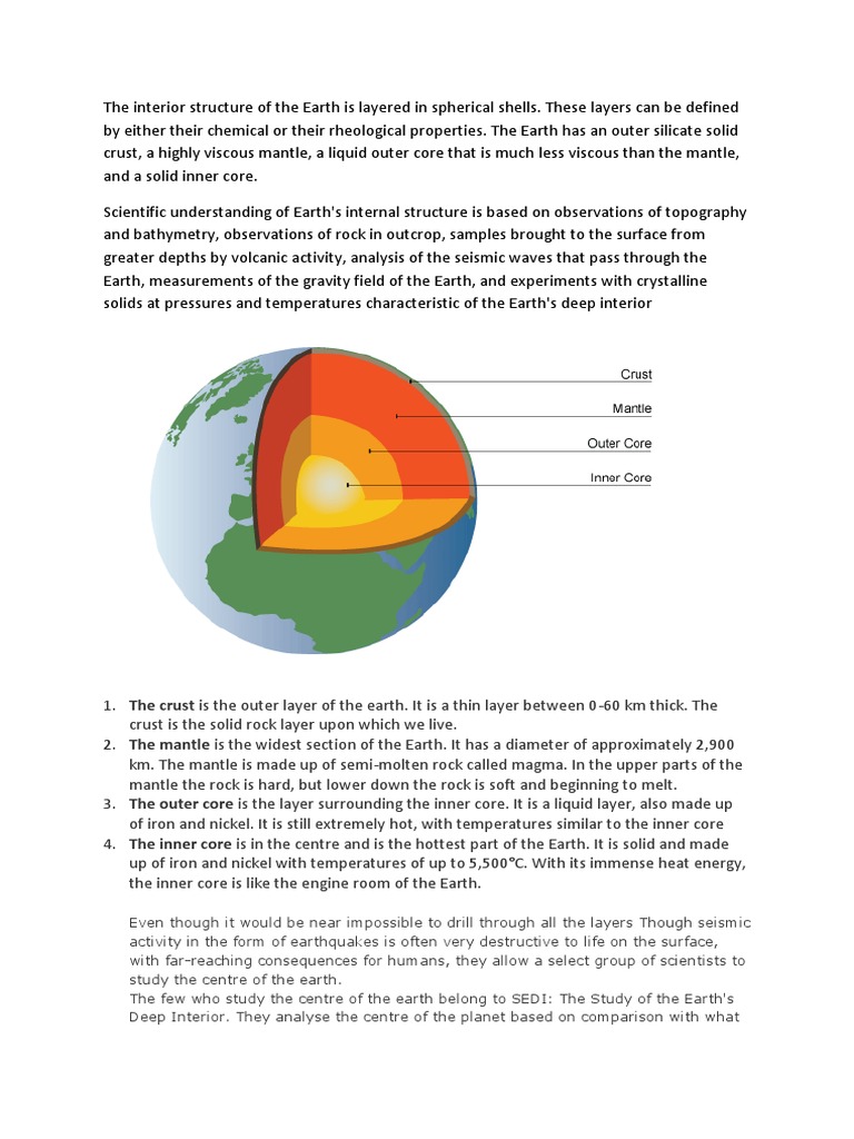 The Interior Structure of The Earth Is Layered in Spherical Shells ...