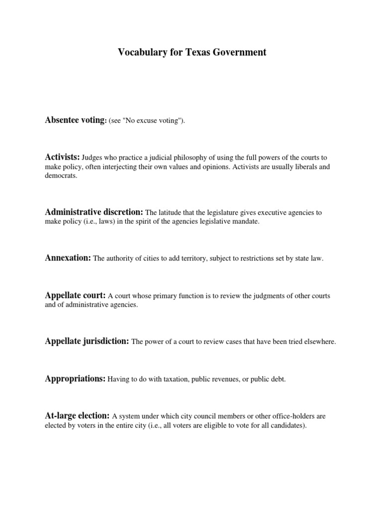 Texas Government: Key Concepts Explained | PDF | United States ...