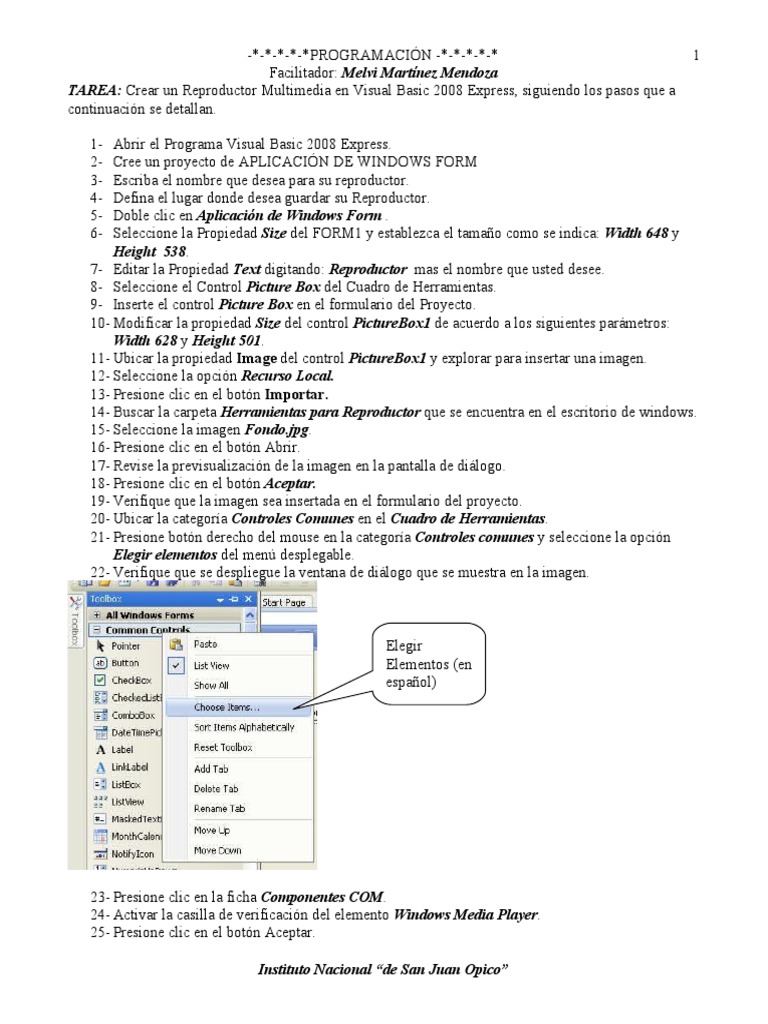 Guia para Crear Un Reproductor en Visual Basic | PDF | Familias de ...