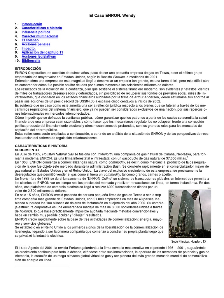 Caso ENRON La Monografia | PDF | Enron | George W. Bush
