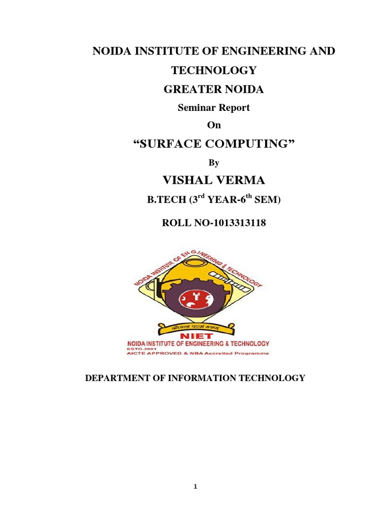 "Surface Computing": Noida Institute of Engineering and Technology Greater Noida | Download Free ...
