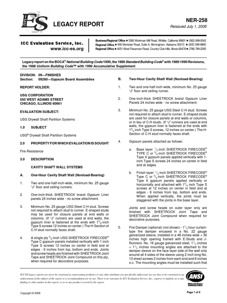 Legacy Report: ICC Evaluation Service, Inc | PDF | Drywall | Framing ...