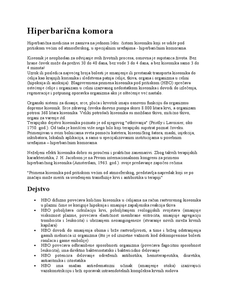 Hiperbarična Komora | PDF