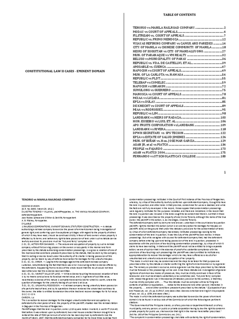 Consti II Cases - Eminent Domain | PDF | Eminent Domain | Social Institutions