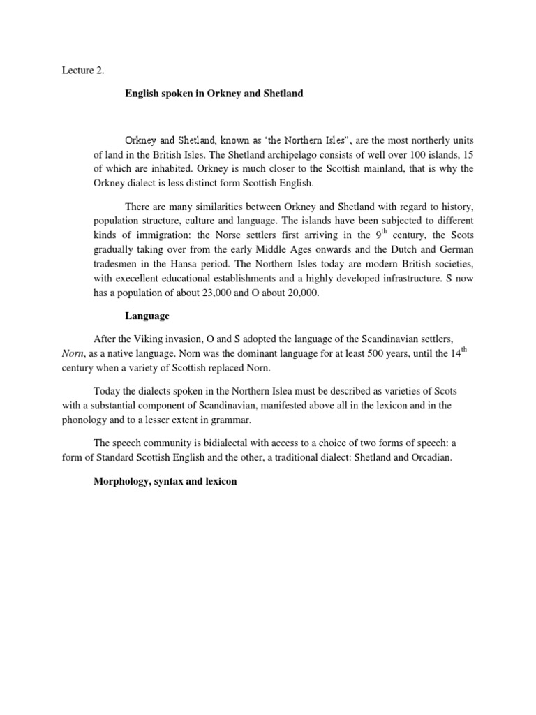 L 2 Orkney and Shetland | PDF | Orkney | English Language