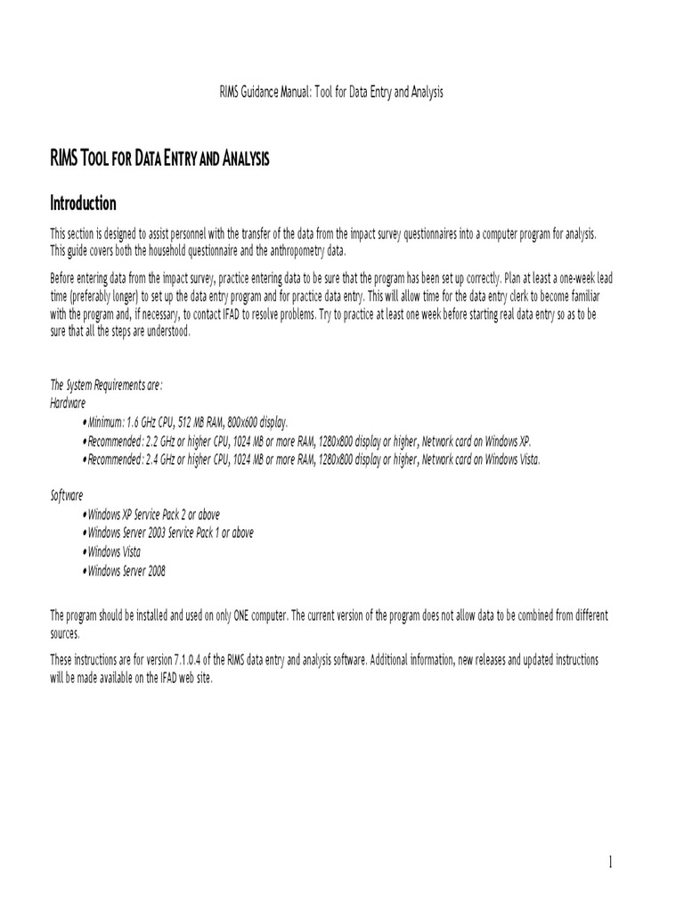 Rims Manual | PDF | Survey Methodology | Microsoft Excel