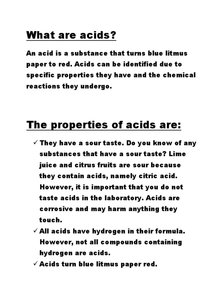 Understanding Acids and Their Properties | PDF