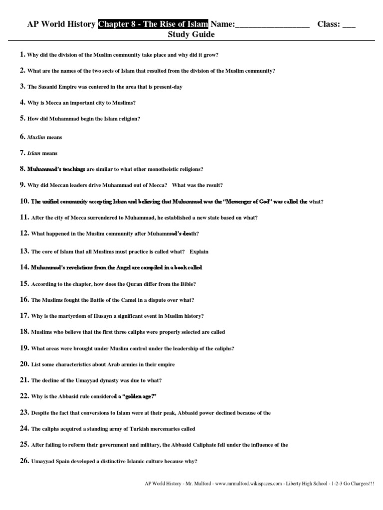 AP World History: Rise of Islam Study Guide | PDF | Caliphate | Muhammad