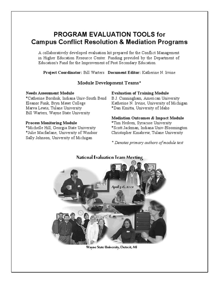 Campus Mediation Program Evaluation Tools | PDF | Mediation | Needs ...