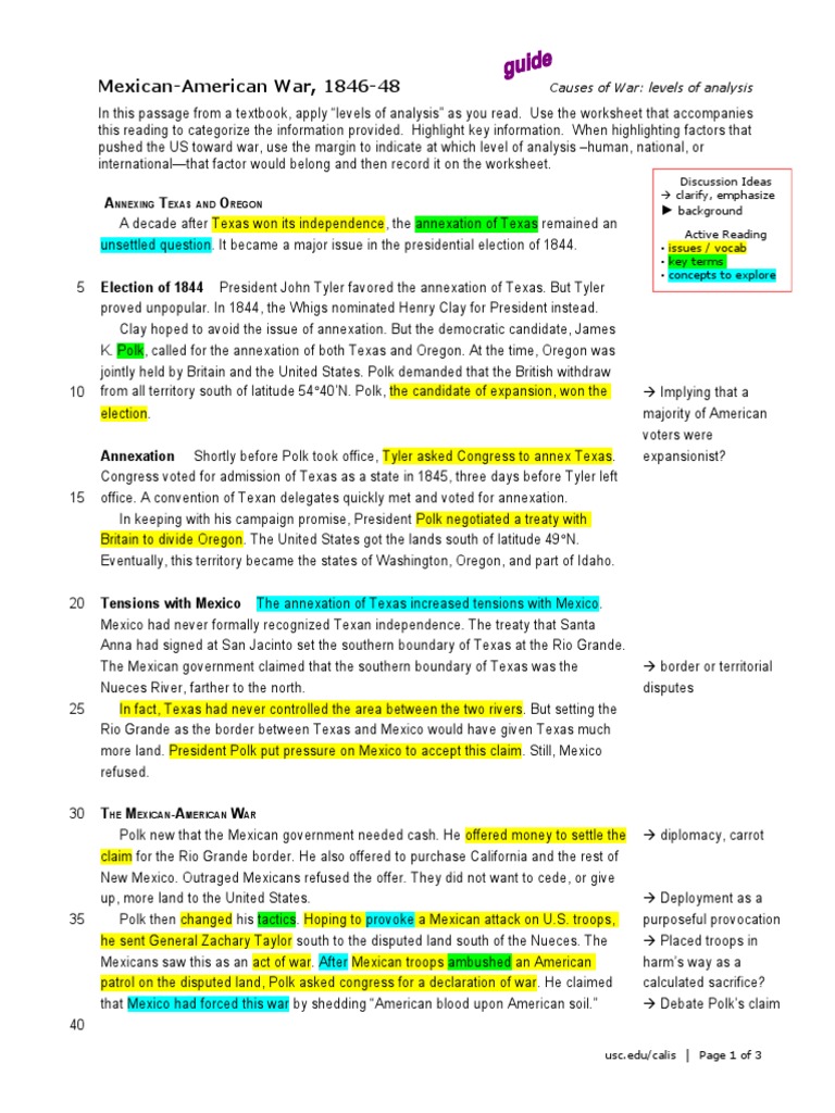 Causes of the Mexican-American War | PDF | Mexico | International Relations