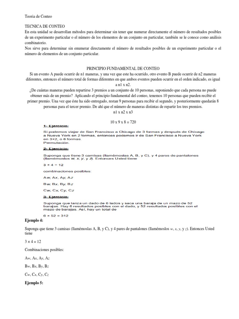 Teoria de Conteo | PDF | Permutación | Números
