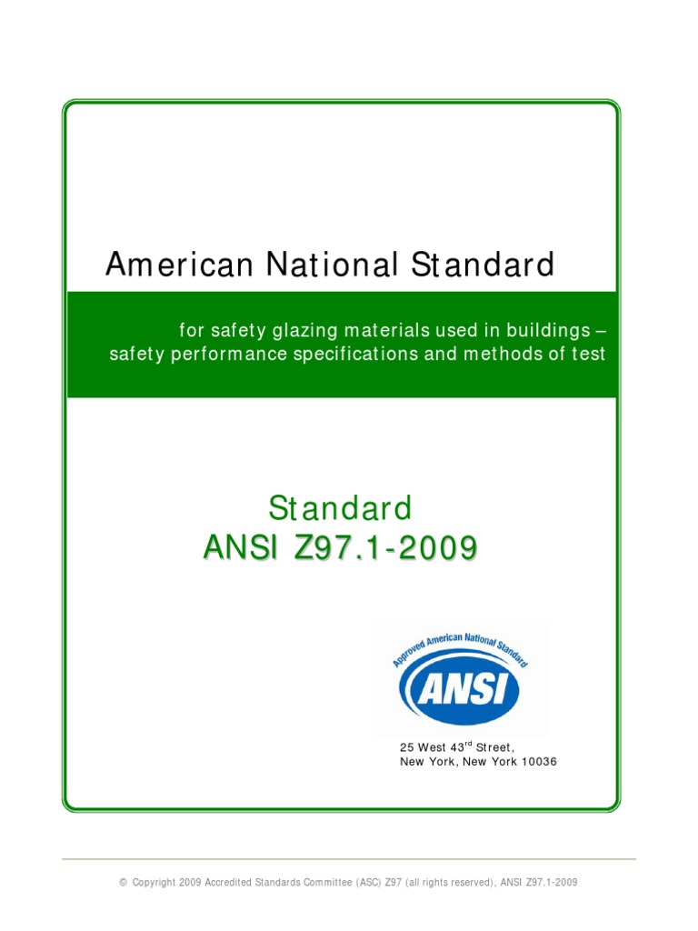 Previews-ANSI Z97!1!2009 Pre | PDF | Building Code | Safety