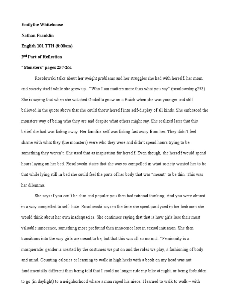 "Monsters" Reflection Part 2/4 | PDF | Social Science