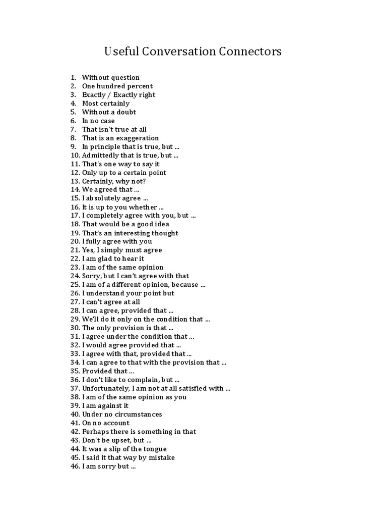 Useful Conversation Connectors