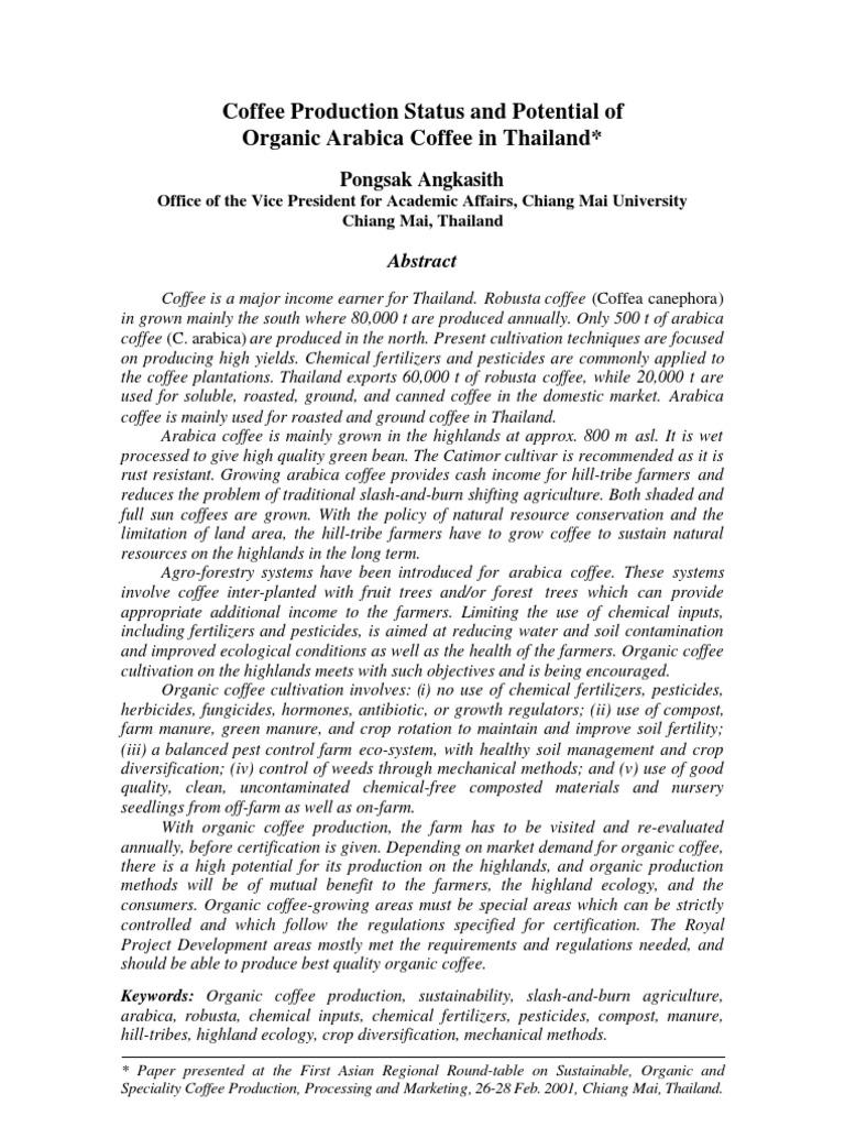 Thailand's Coffee Production Overview | PDF | Organic Farming | Coffee