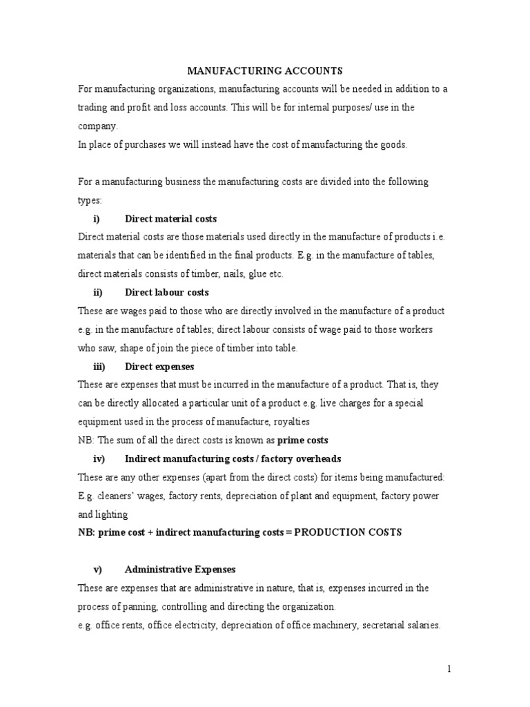 Manufacturing Accounts Format | PDF | Cost Of Goods Sold | Cost