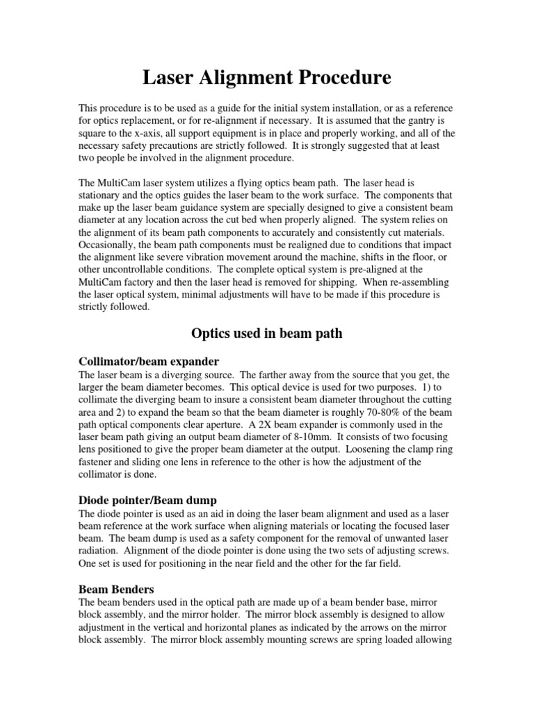 Laser Alignment Procedure Guide | PDF | Laser | Lens (Optics)