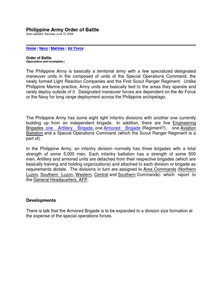 Philippine Army Organization | Brigade | Division (Military)