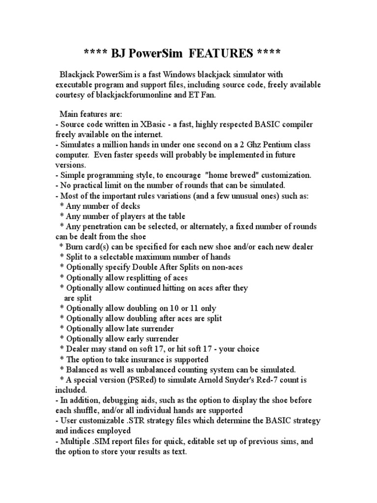 BJ PowerSim Features | Download Free PDF | Office Equipment | Software