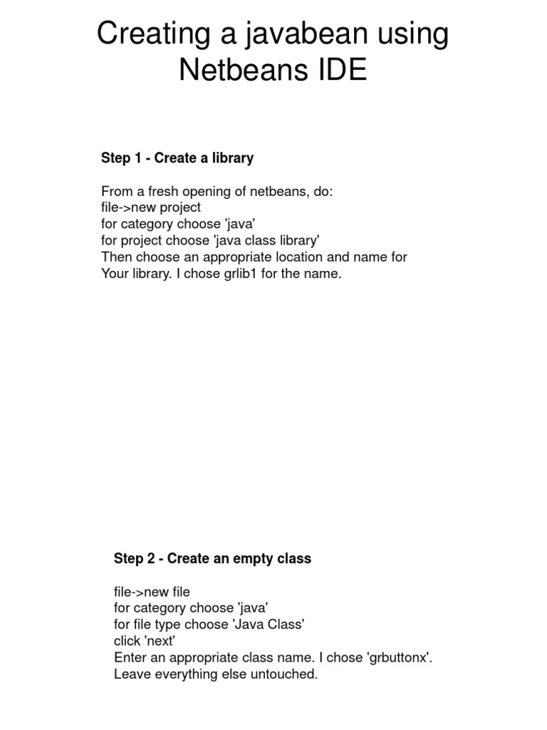 Creating A Javabean Using Netbeans IDE | PDF | Net Beans | Applications & Software