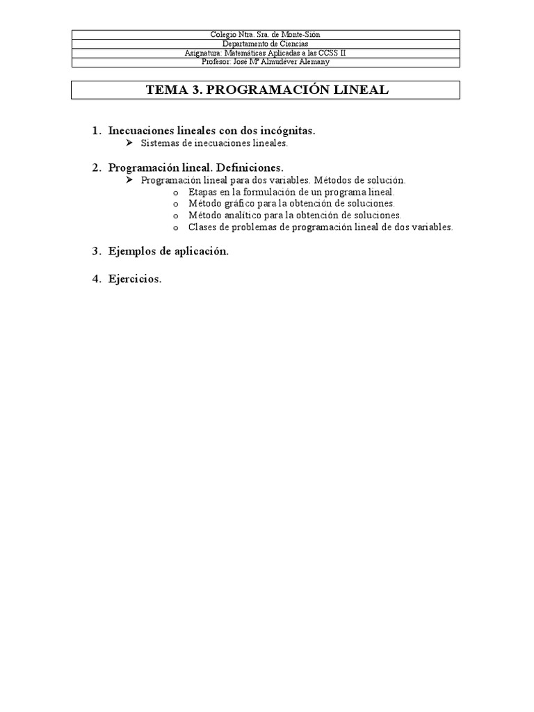 Tema3 Programacion Lineal 1 1 | PDF | Programación lineal | Linealidad