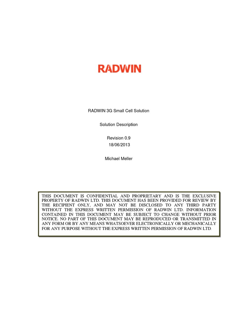 RADWIN 3G Small Cell Solution | PDF | Computer Network | Wi Fi