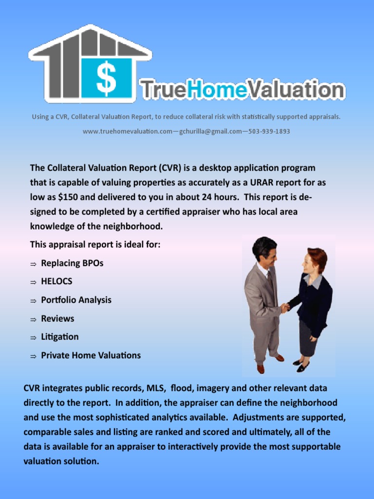 Collateral Valuation Report | Real Estate Appraisal | Regression Analysis