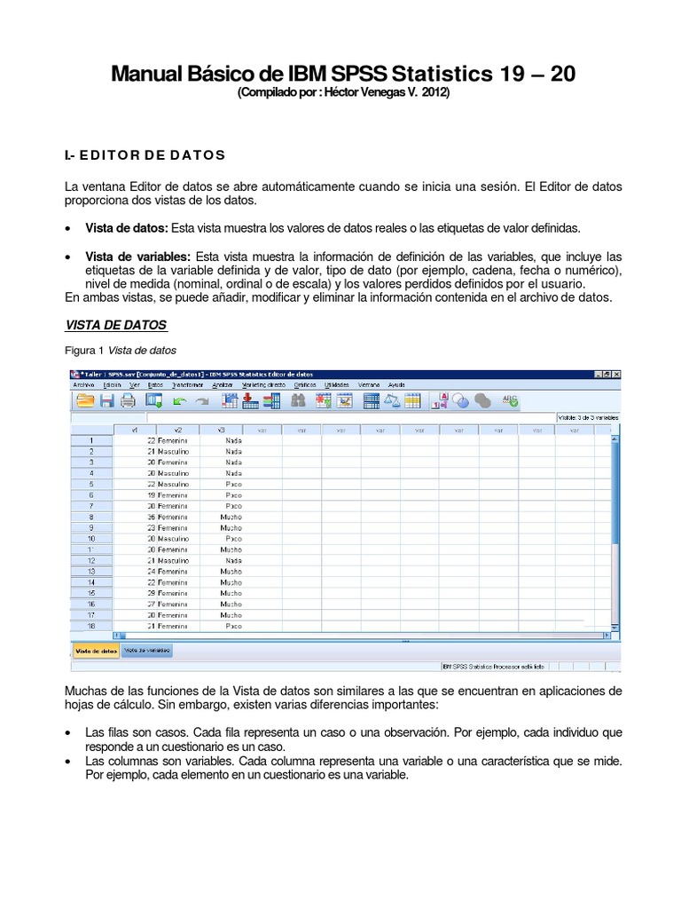 Manual Basico de IBM SPSS Statistics 19-20 Parte 1 | PDF | Nivel de ...