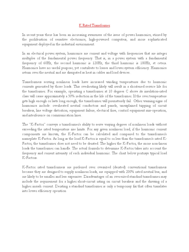 Transformers K Rating | PDF | Electric Power System | Transformer