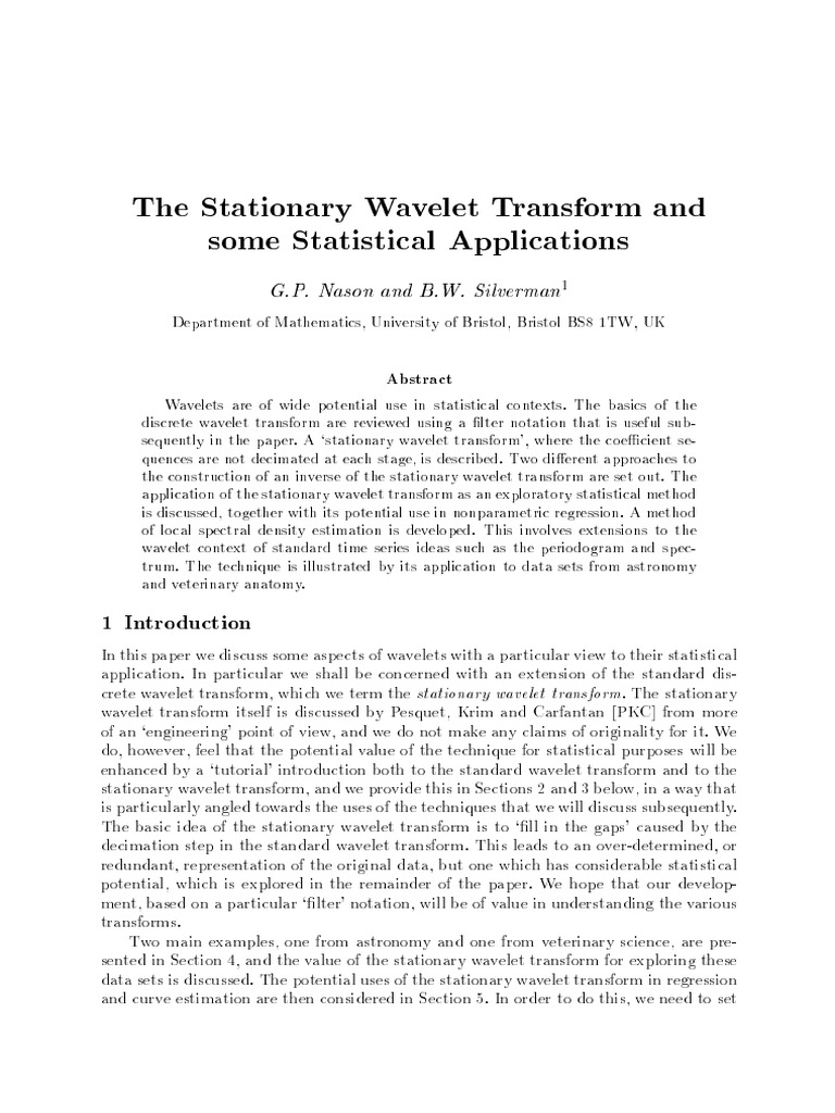 SWT Application | PDF | Wavelet | Spectral Density