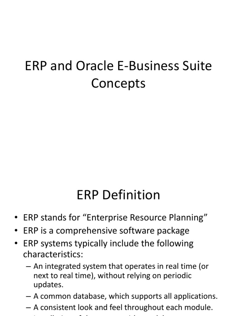 ERP and Oracle E-Business Suite Concepts | Download Free PDF | Enterprise Resource Planning ...