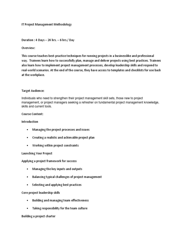 IT Project Management Methodology | PDF | Product Development | Project ...