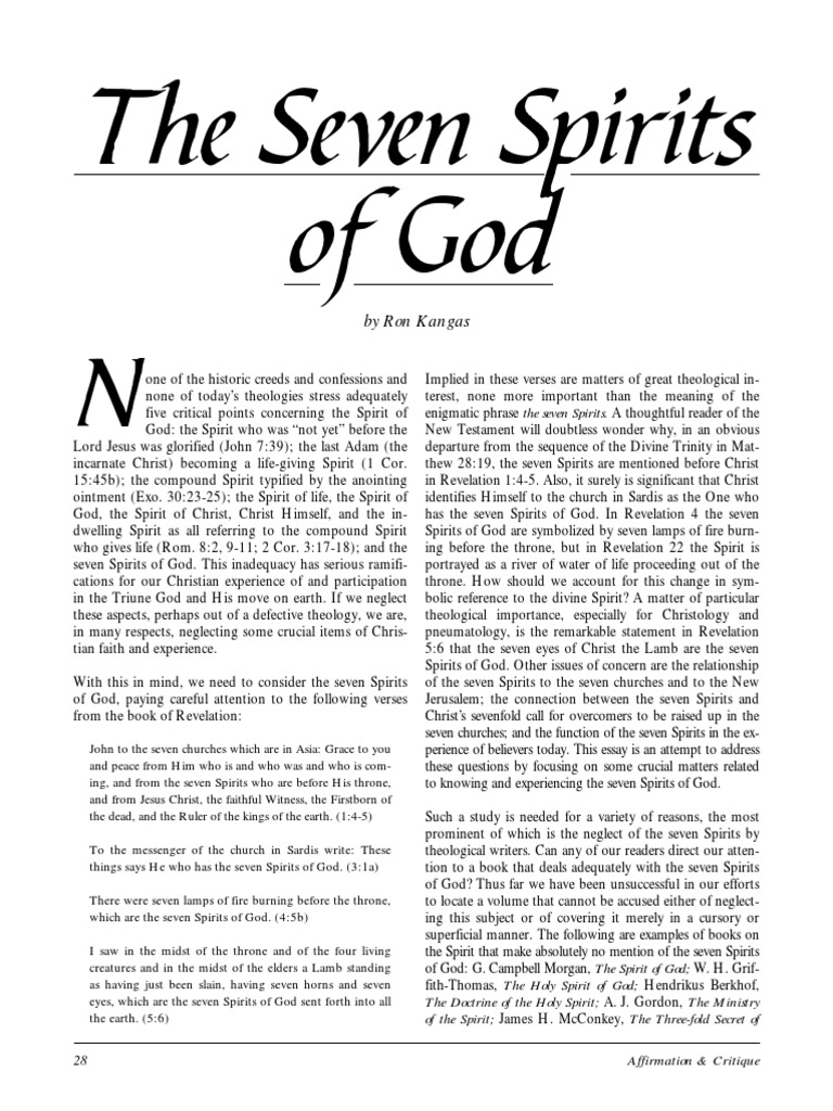 The 7 Spirits of God | PDF | Trinity | Revelation