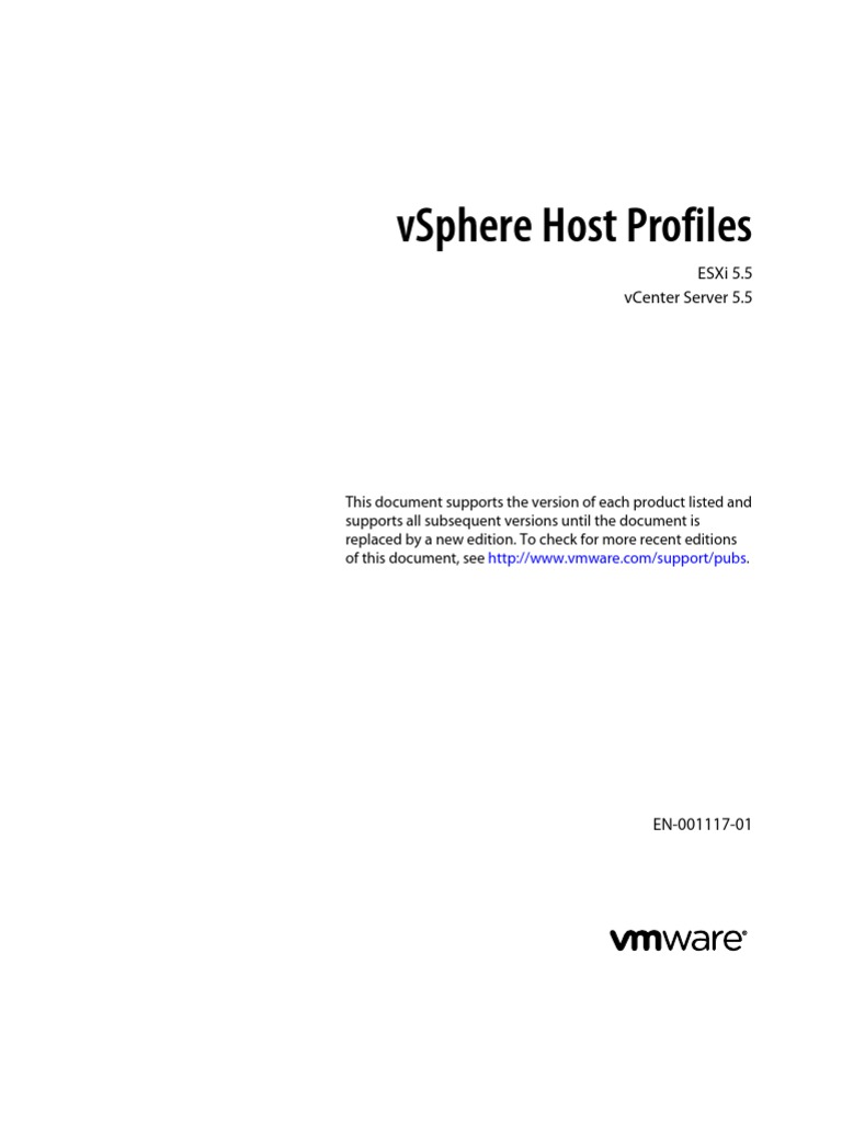 Vsphere Esxi Vcenter Server 55 Host Profiles Guide | PDF