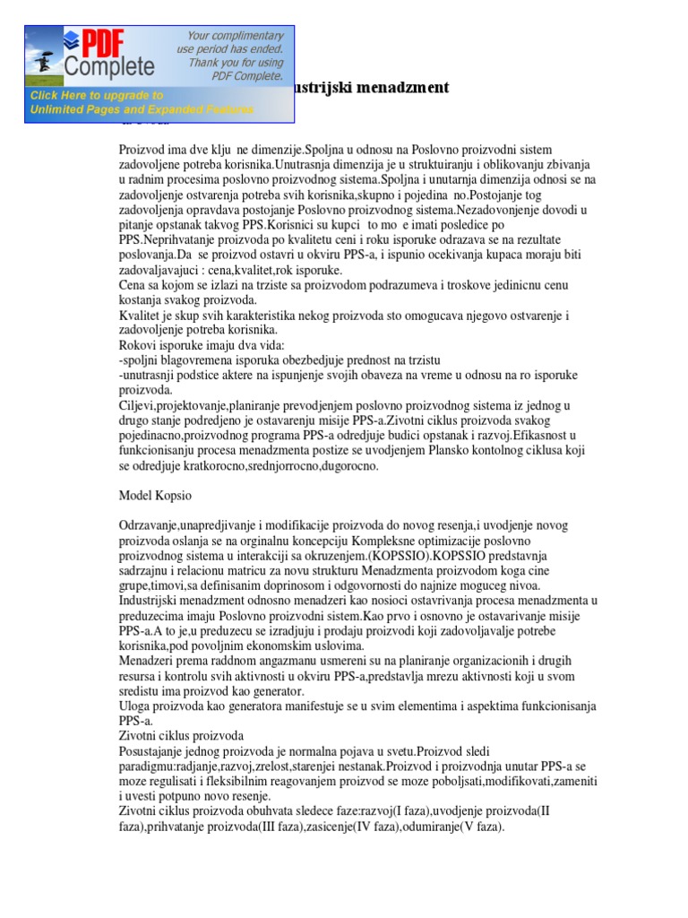 Industrijski Menadzment | PDF