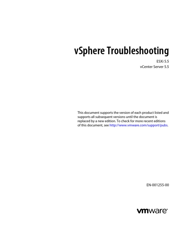 Vsphere Esxi Vcenter Server 55 Troubleshooting Guide | PDF | Virtual ...
